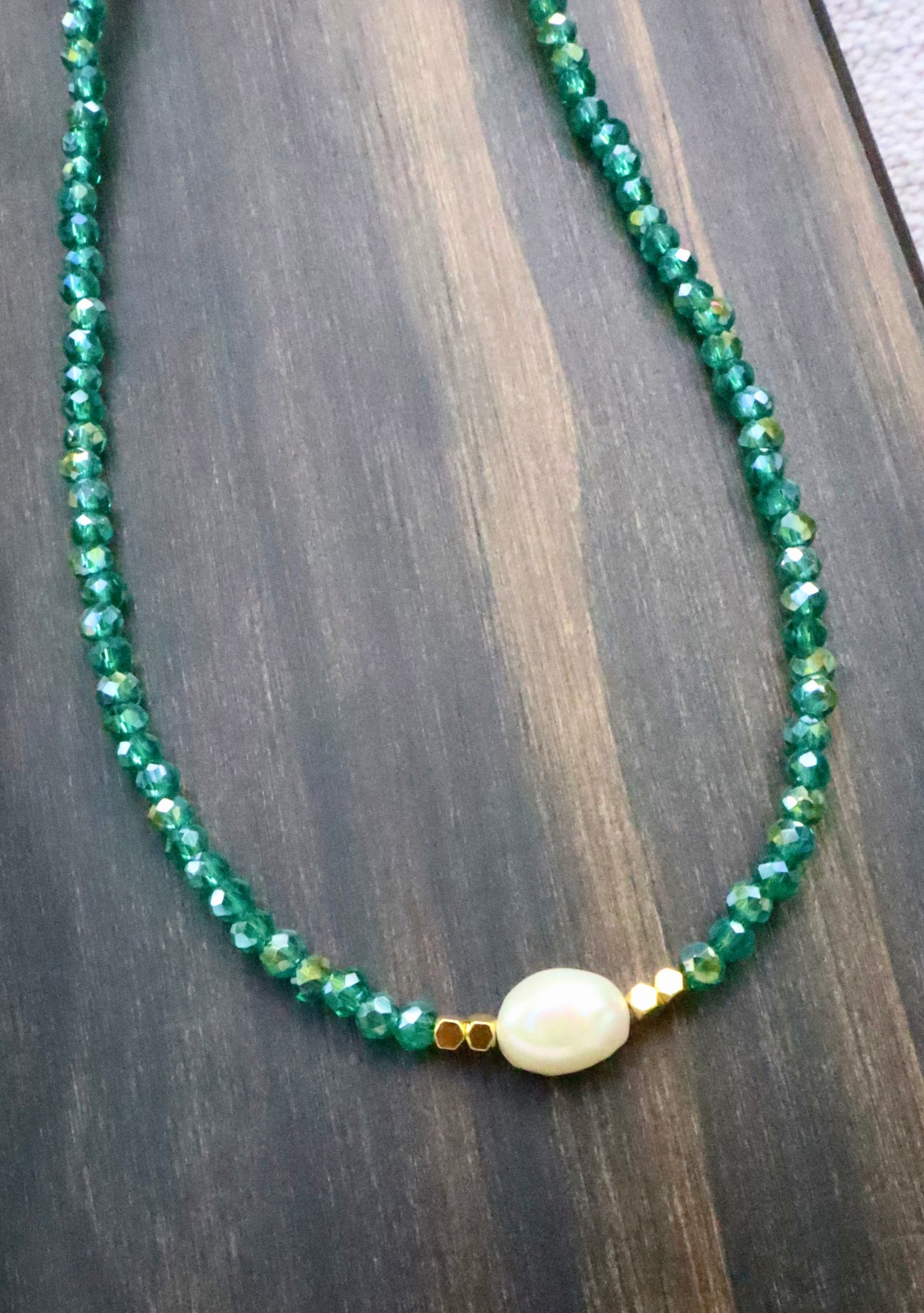 Emerald Green Crystal Necklace – Golden Zen Boutique LLC